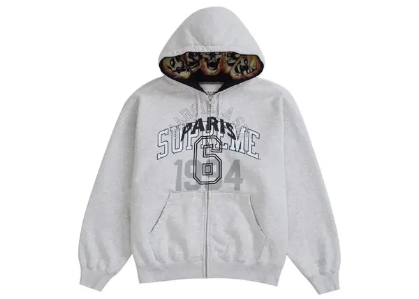 Supreme Mm6 Maison Margiela Zip Up Hooded Sweatshirt - Ash Grey